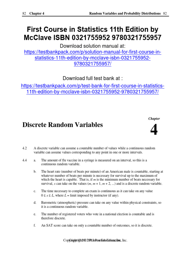 First Course in Statistics 11th Edition McClave Solutions Manual 1 ...