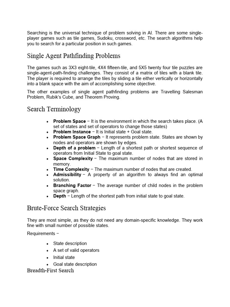 Searching Is The Universal Technique of Problem Solving in AI ...