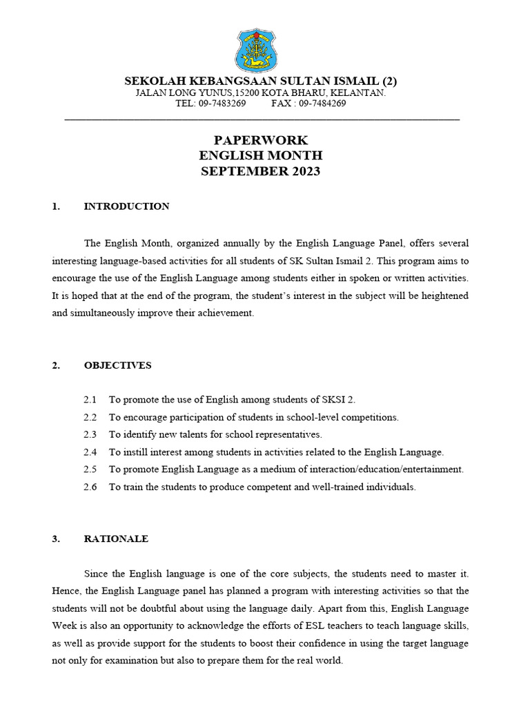 English Month 2023 Paperwork | PDF | Linguistics