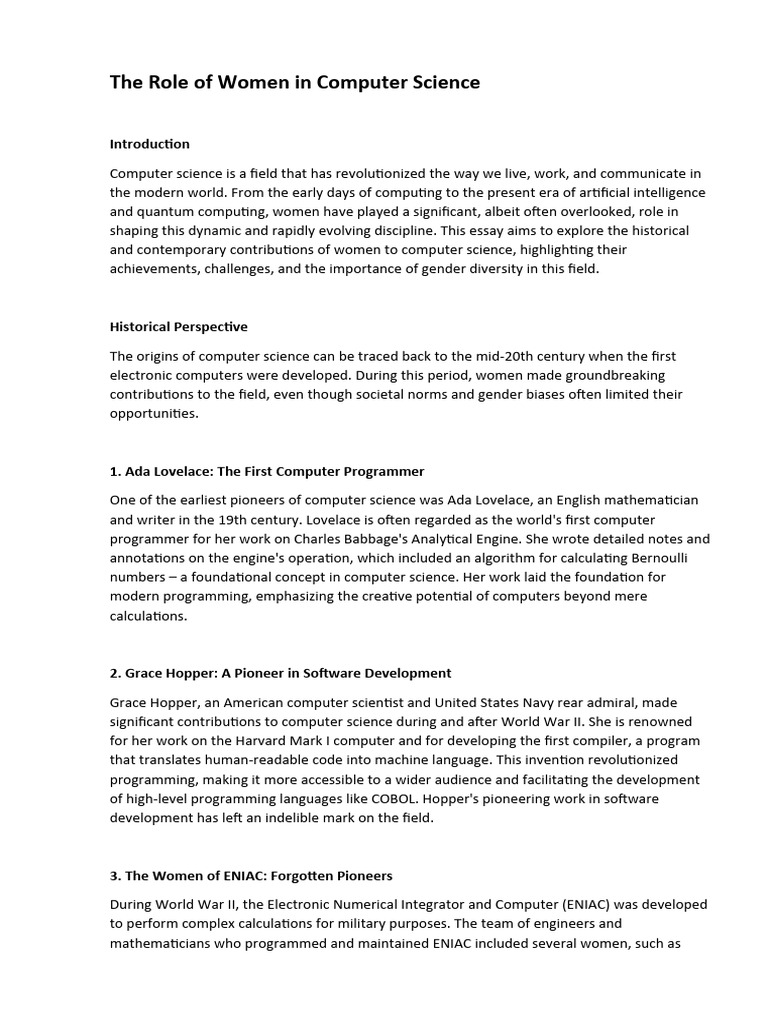 Women’s Impact in Computer Science | PDF | Computers