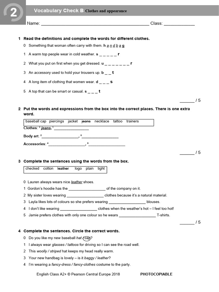 ECA2 - Tests - Vocabulary Check 2B - 2018 | PDF | Career & Growth
