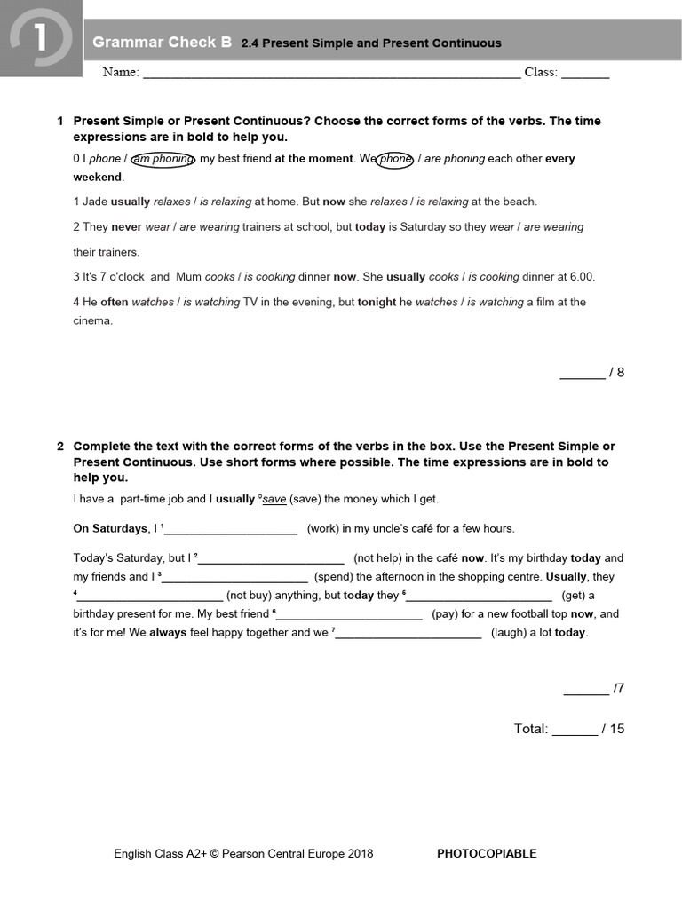 Eca2 Tests Grammar Check 2 4b 2018 Pdf