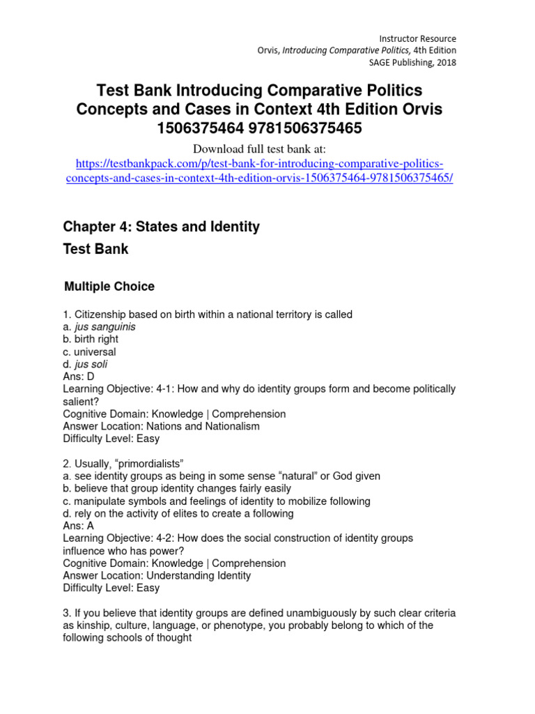 Introducing Comparative Politics Concepts and Cases in Context 4th ...