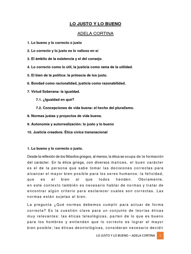 Etica Lo Justo y Lo Bueno | PDF