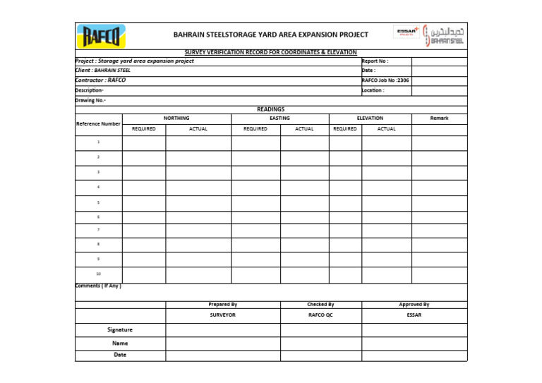 Bahrain Steel Storage Yard Survey Record | PDF