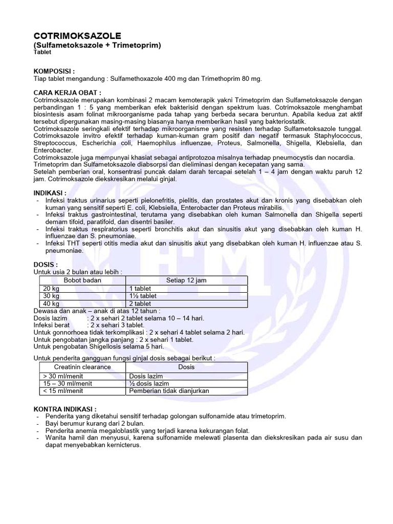 Brosur Cotrimoxazole Tablet | PDF | Pengembangan Diri | Kesehatan Holistik