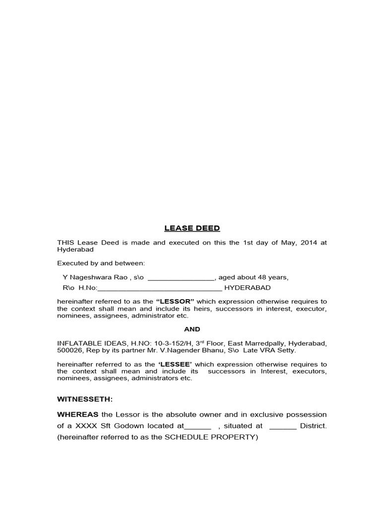 Godown Lease Deed | PDF