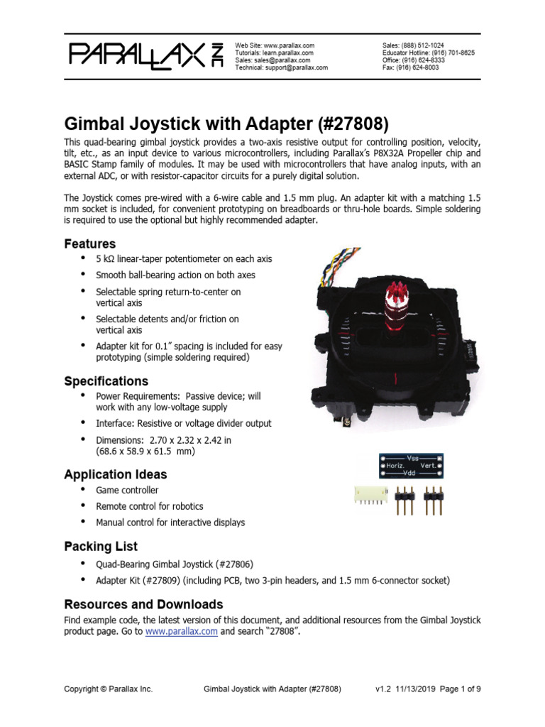 Gimbal Joystick W Adapter Guide v1.2 | PDF