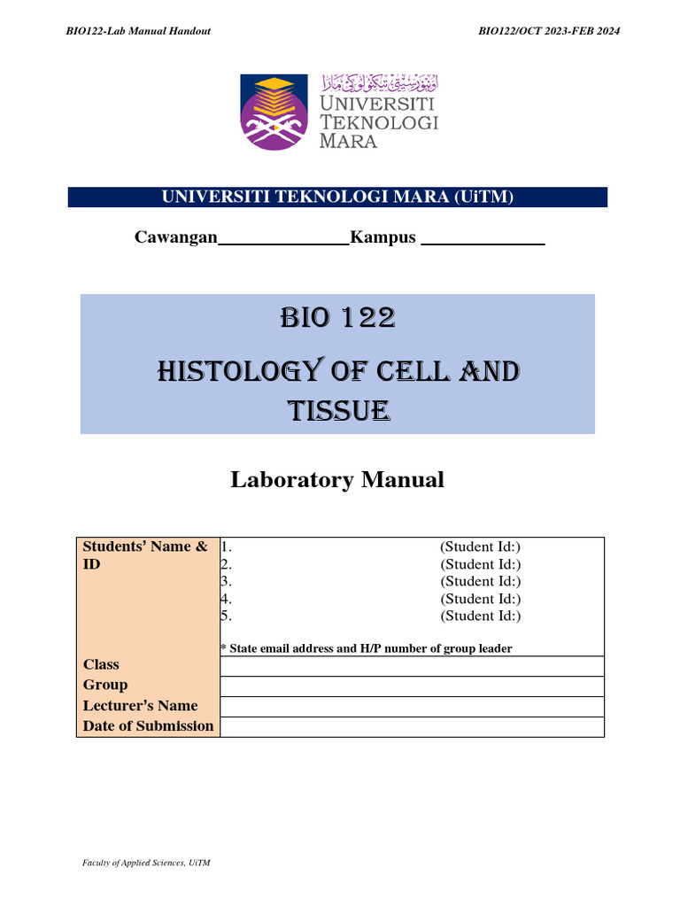 1. Laboratory Manual BIO122 (OCT 2023-FEB 2024)-UPDATED | PDF