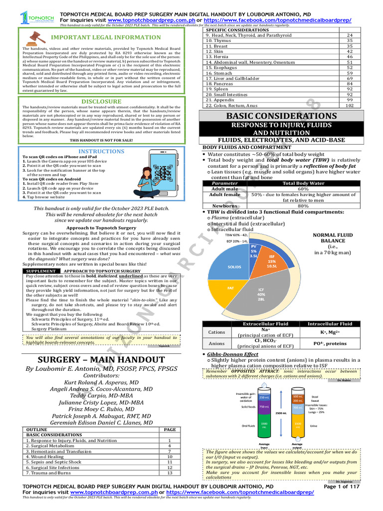 8 - Surgery Main Handout Oct 2023 Angel Ruth Dizon-Garcia | PDF