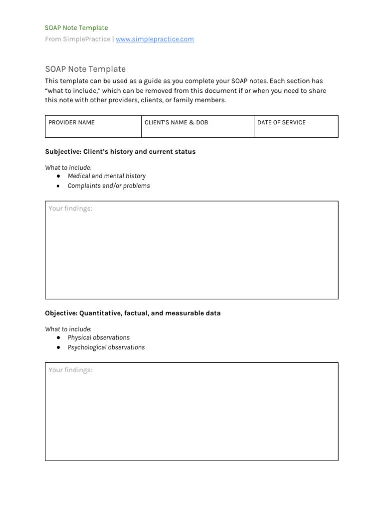 SOAP Note Template | PDF