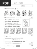 Explore Treetops Klasa III. Test Unit 2 | PDF