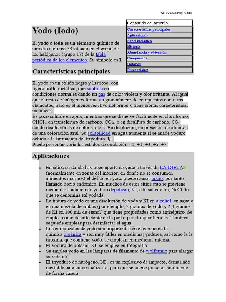 Yodo | PDF | Yodo | Compuestos químicos