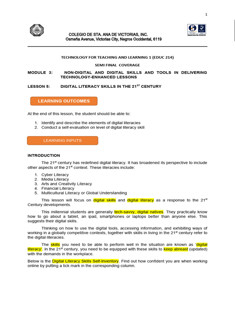 Lesson 5 Digital Literacy Skills | PDF | Social Media | Popular Culture ...