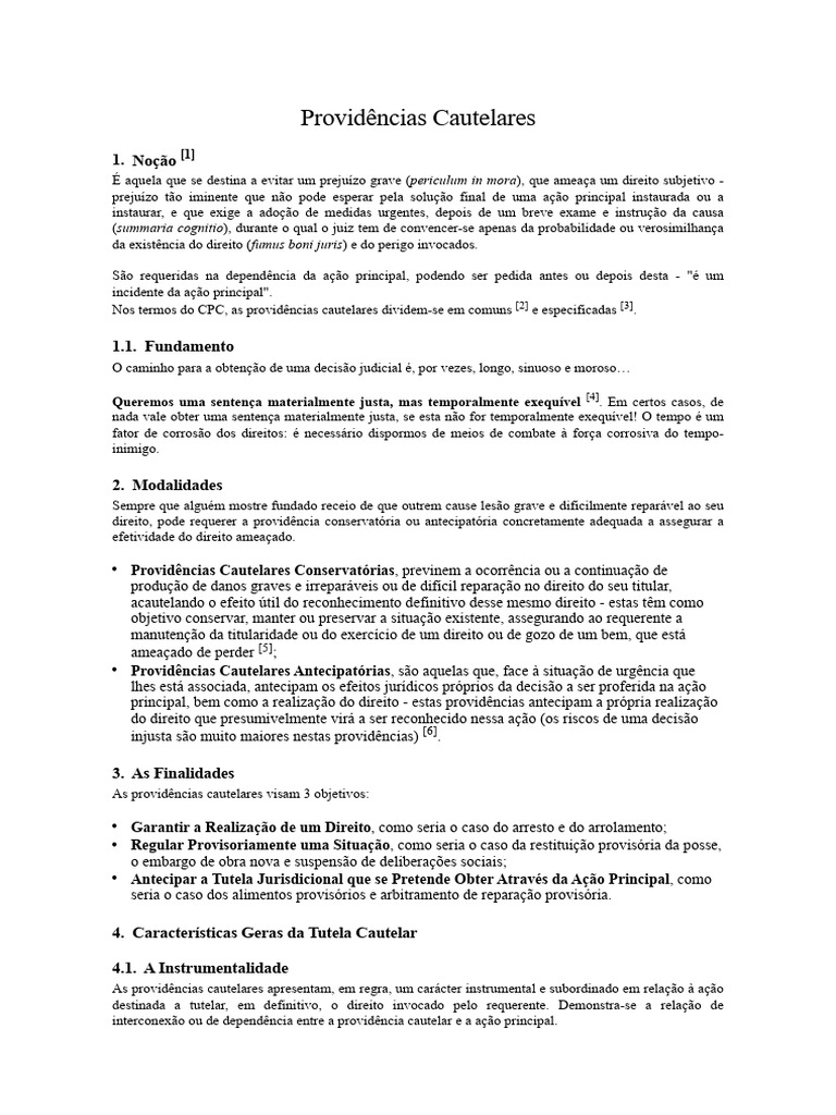 Modalidades de Providências Cautelares | PDF