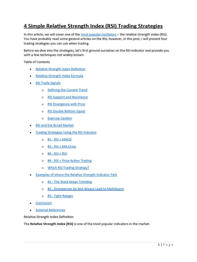 4 Simple Relative Strength Index STRATEGY | PDF