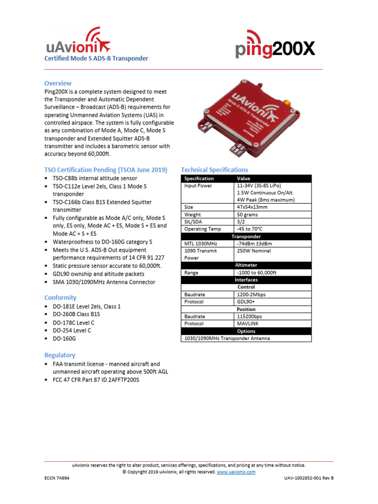 Ping200X Datasheet Rev B | PDF