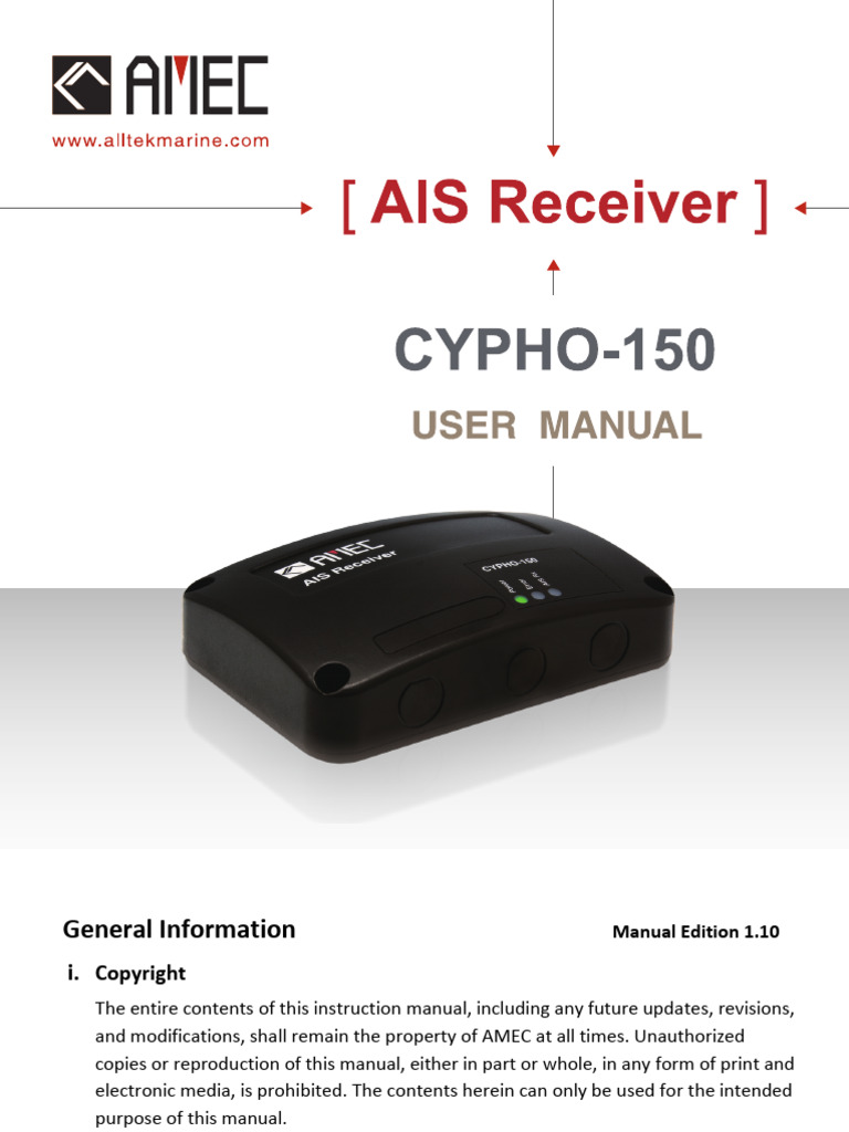 Operation & Installation Manual Amec AIS Cypho 150 v110 | PDF