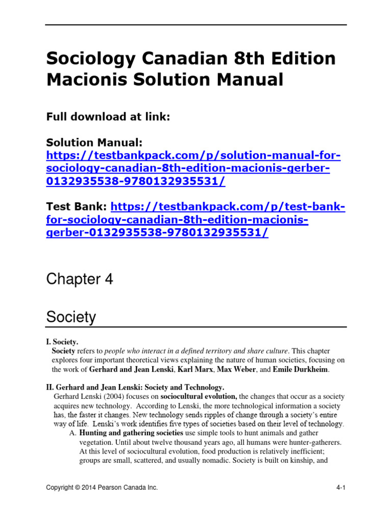 Sociology Canadian 8th Edition Macionis Solutions Manual 1 | PDF Sociology Canadian 8th Edition Macionis Solutions Manual 1 | PDF