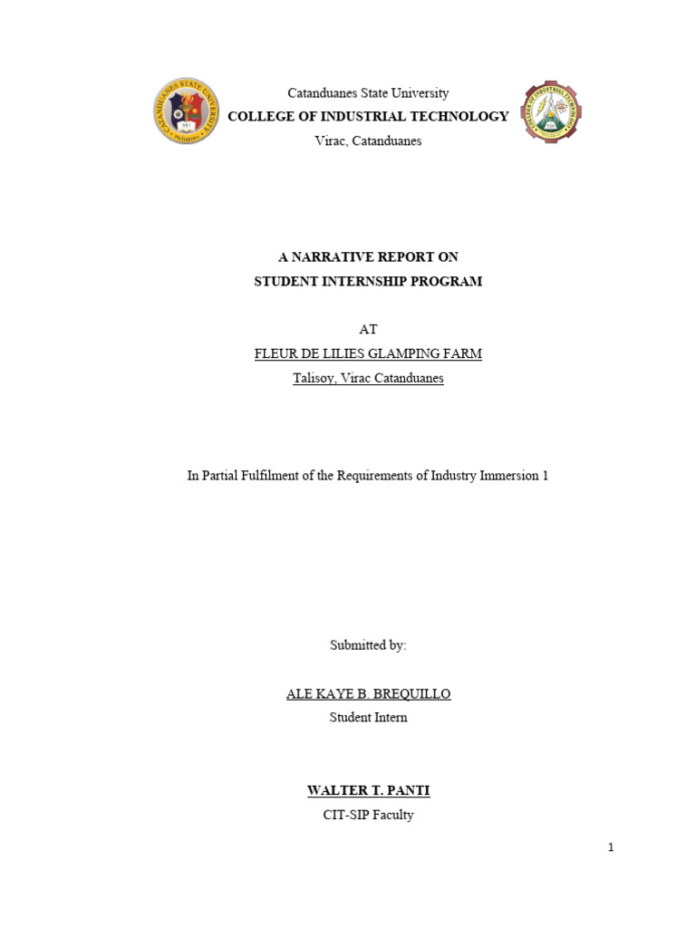 Narrative Reports | PDF | Internship | Job Hunting