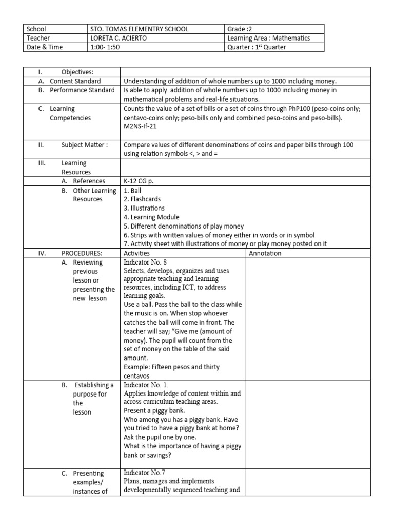Cot 1st Quarter Math | PDF