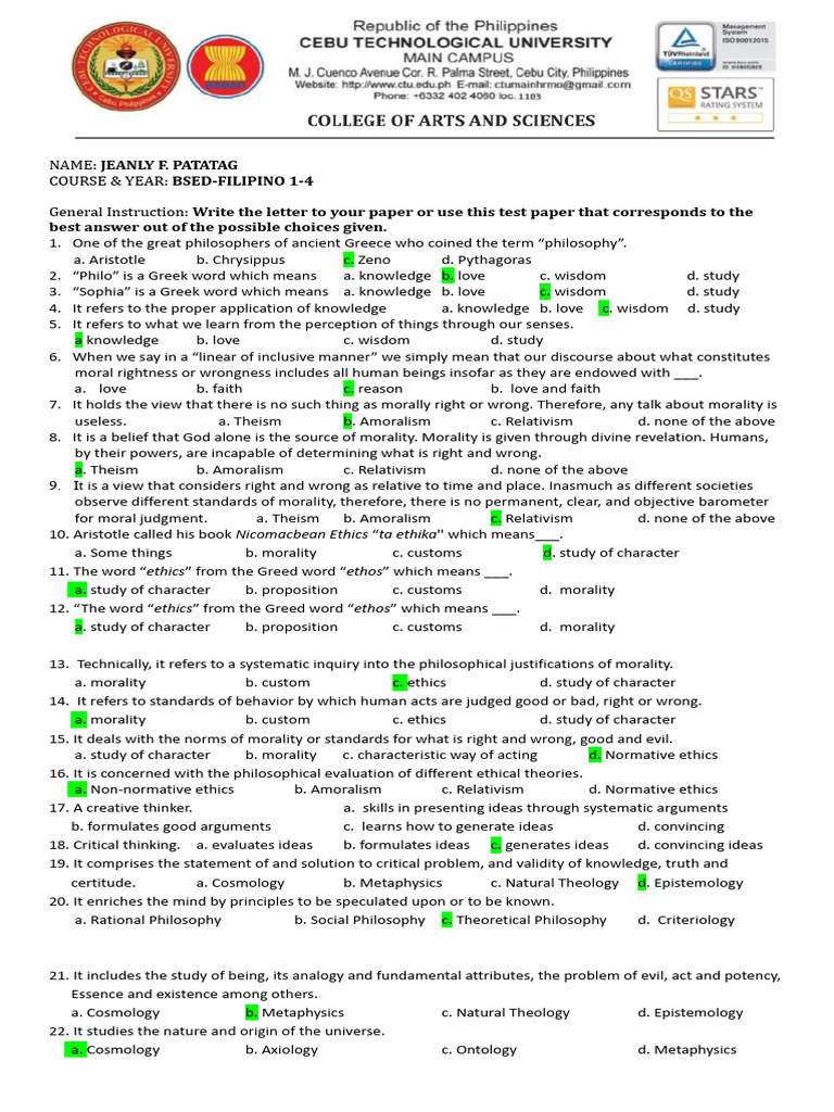 GEC-ETHICS - Final Exam | PDF