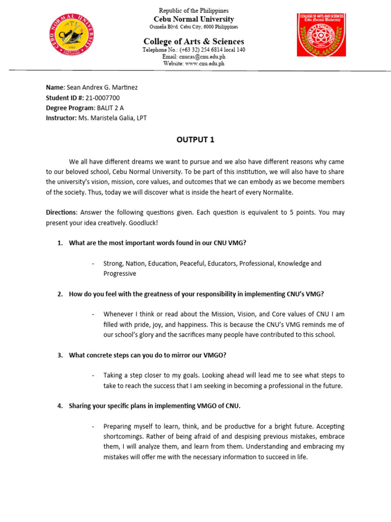 SEAN ANDREX MARTINEZ - Output 1 | PDF