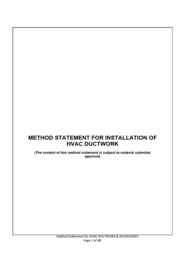 HVAC Ductwork Installation Method Statement | PDF
