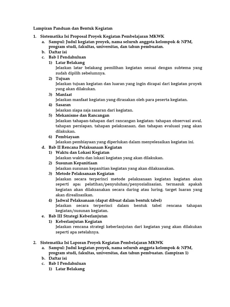 Panduan Pembuatan Proposal Dan Laporan Kegiatan MKWK 2023 | PDF