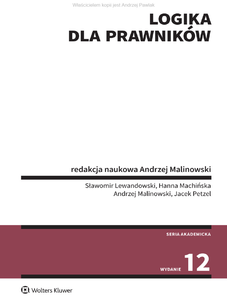 Logika dla prawników Lewandowski | PDF