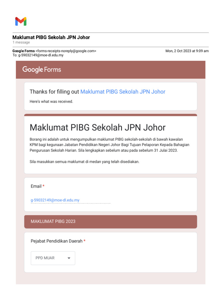 Maklumat PIBG Sekolah JPN Johor | PDF