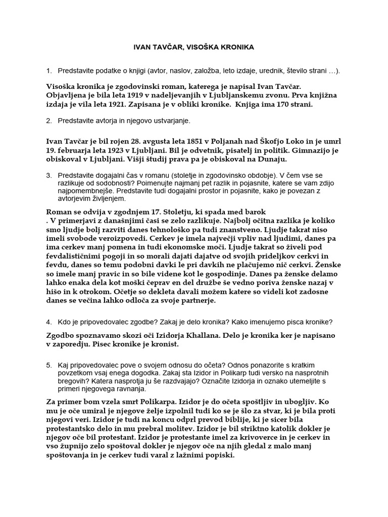 Ivan Tavčar Visoška Kronika Pdf