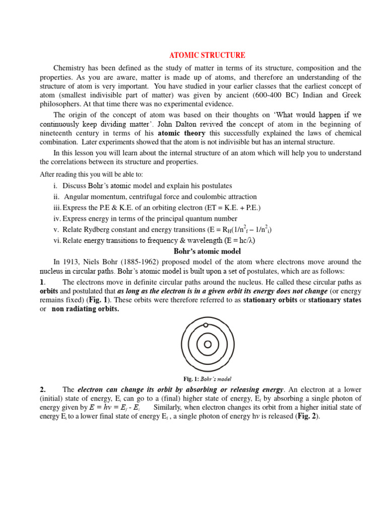 Atomic Model Notes | PDF