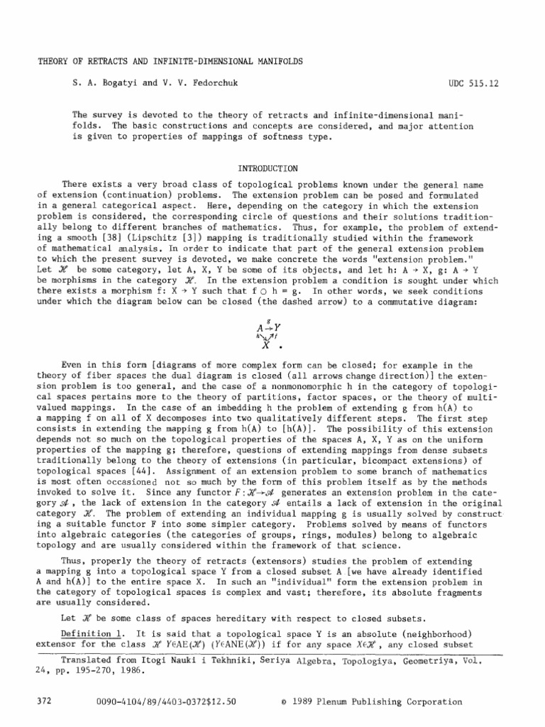 Theory of Retracts and Infinite Dimensional Manifolds - Compress | PDF