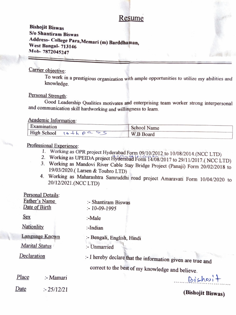 Resume: Carrier Objective | PDF