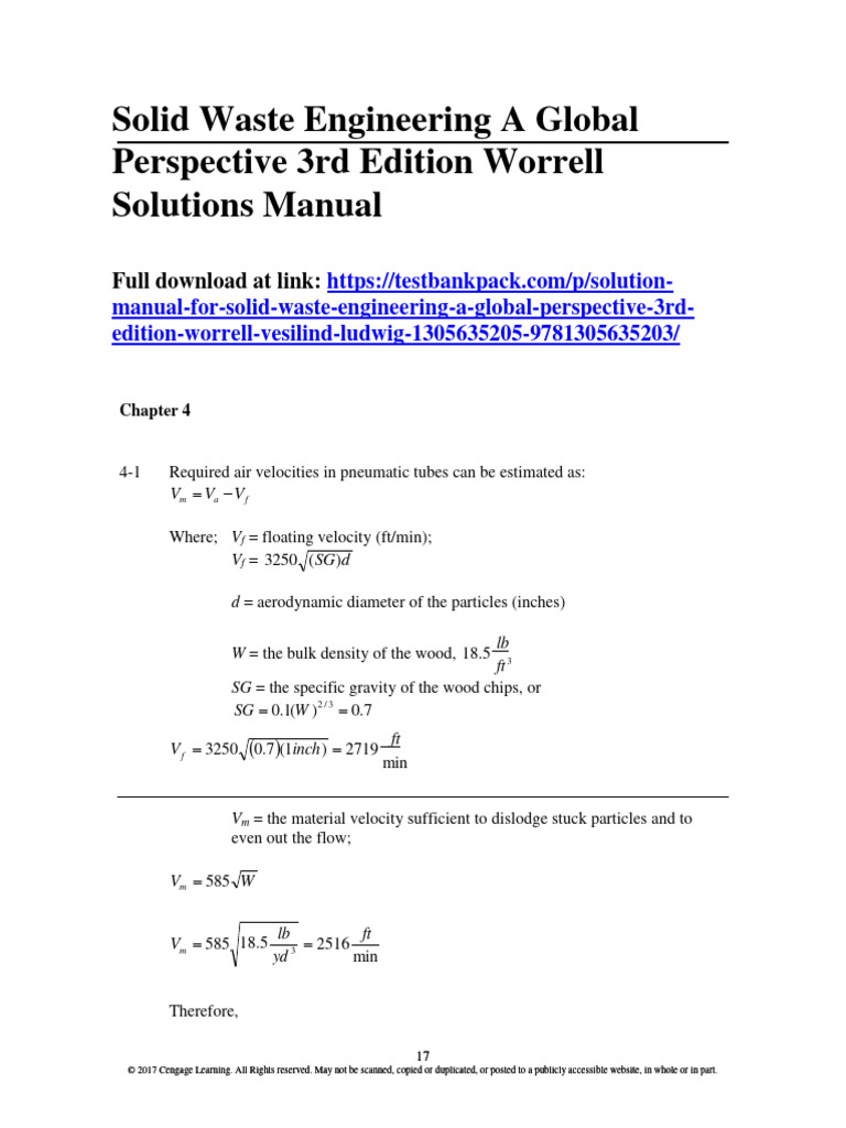 Solid Waste Engineering A Global Perspective 3rd Edition Worrell ...