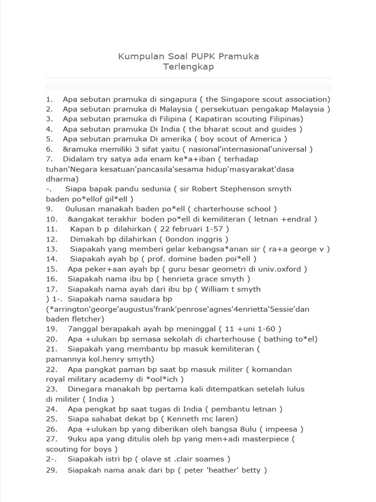 PDF Kumpulan Soal Pupk Pramuka Terlengkap | PDF