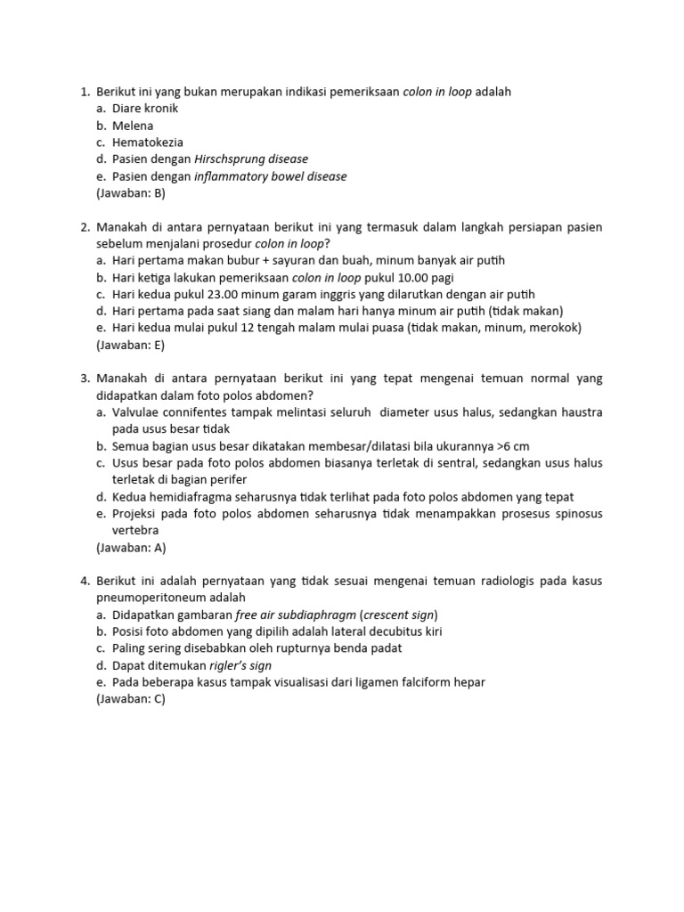 Soal Quiz Skill Radiologi Abdomen | PDF