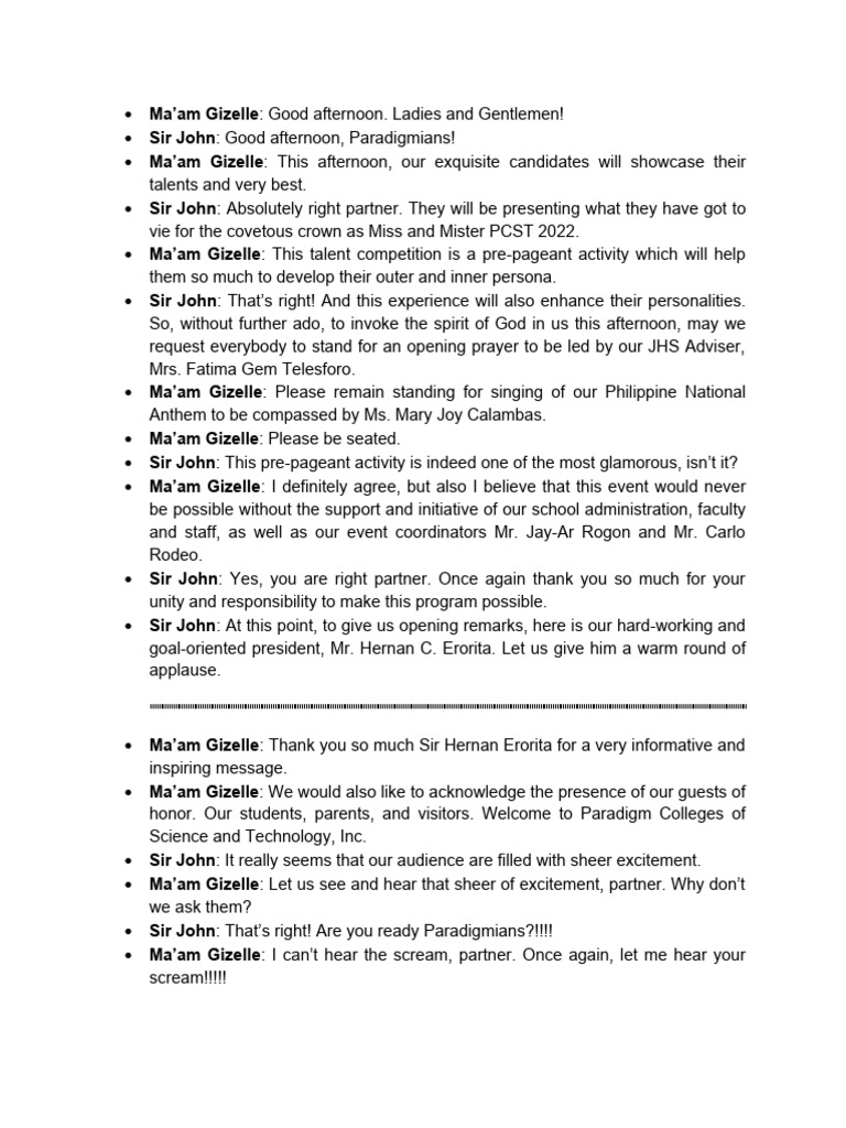 Script Talent Competition | PDF