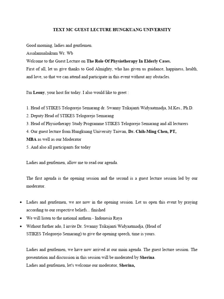 Text MC Guest Lecture Hungkuang University | PDF
