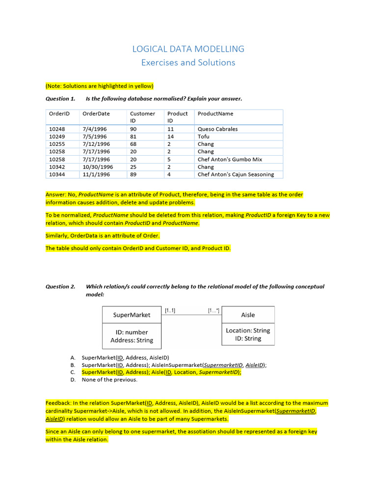 UML Logical Modelling Exercises - Solutions | PDF