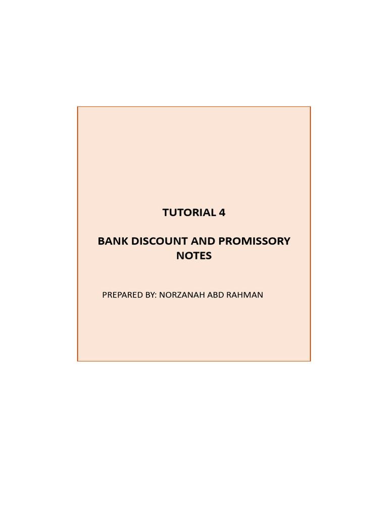 TUTORIAL 4 (Bank Discount and Promissory Notes) - Answer Scheme and ...