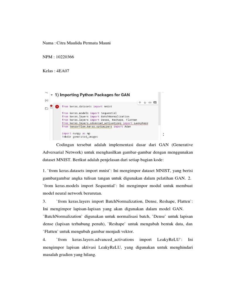 Implementasi Dasar GAN dengan MNIST | PDF | Komputer