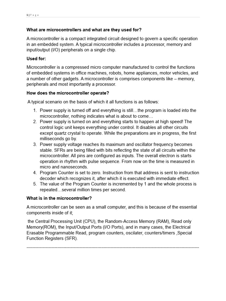 What Are Microcontrollers and What Are They Used For | PDF