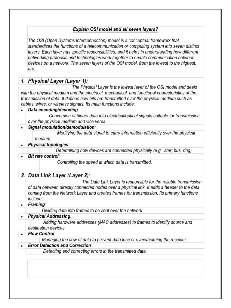 Explain OSI Model and All Seven Layers | PDF | Computer Network | Osi Model