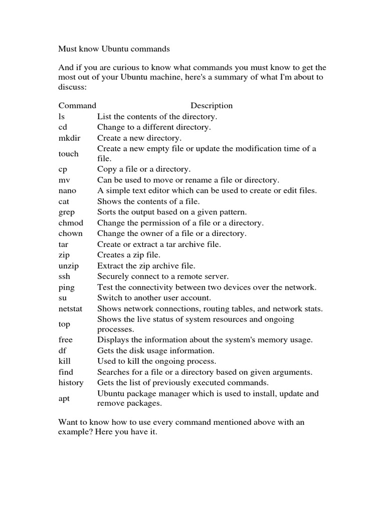 Must Know Ubuntu Commands Pdf 
