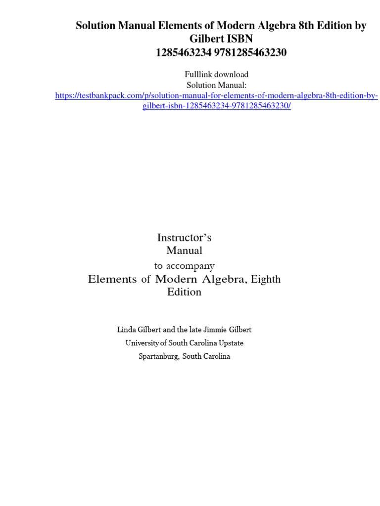 Solution Manual Elements of Modern Algebra 8th Edition by Gilbert ISBN ...