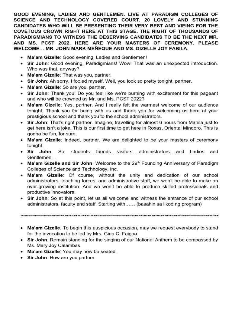 Founding Anniversary Script | PDF