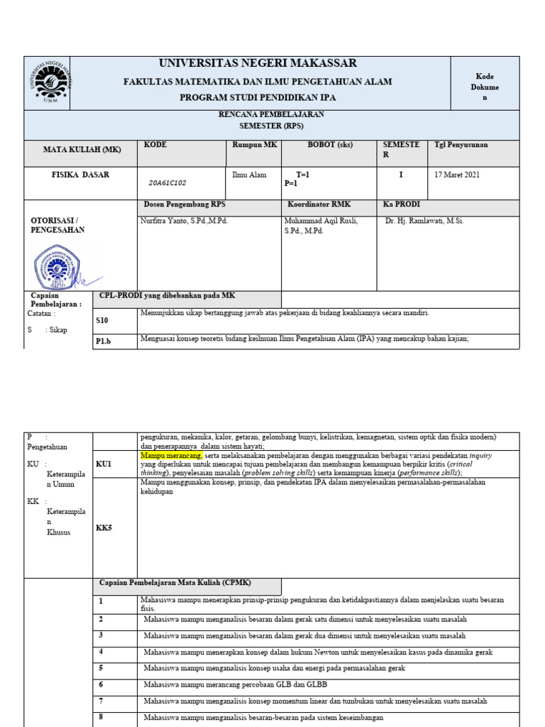 10 Rps Fisika Dasar Unm | PDF