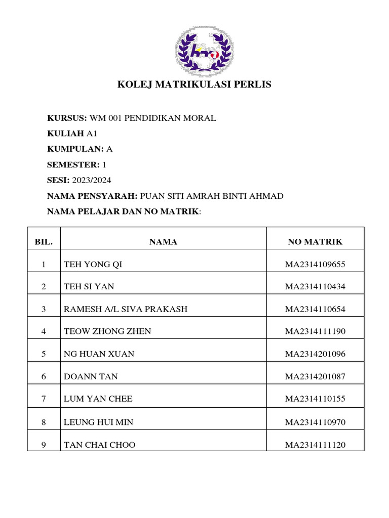 Kerangka Projek WM001 A1 | PDF
